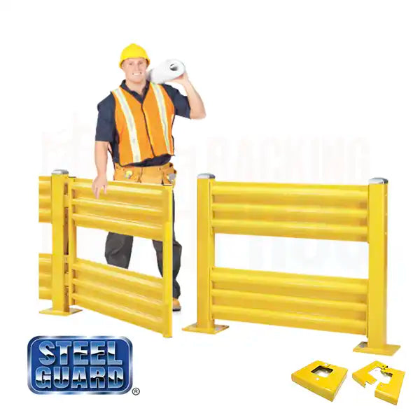 Heavy-Duty Steel Guard Rail Safety Gate and Accessories – Racking Pros